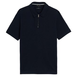 Ted Baker Elgrave Regular Strukturiertes Halbzip-polohemd In Marineblau