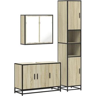vidaXL 3-tlg. Badm&ouml;bel-Set Sonoma-Eiche Holzwerkstoff Vidaxl