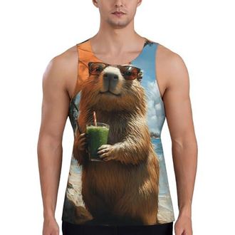Generic D&eacute;bardeur respirant &agrave; s&eacute;chage rapide sans manches pour homme pour entra&icirc;nement &agrave; la plage S &agrave; 4XL, Adorable Capybara 9, 4XL