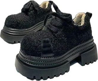 Generic YUJIEBB Big Head Hairy Femmes Chaussures Mode Hiver Neige Bottes pour Femmes Simplicit&eacute; Fourrure Plateforme Chaude Lacets Femelle Chaussures, Noir, 35