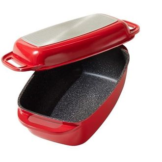 STONELINE Cocotte Rectangulaire 40x22 cm, en Fonte dAluminium, avec Couvercle à Induction, Revêtement Antiadhésif avec de vraies particules de pierre, Compatibl