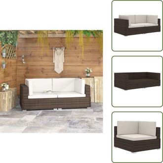 vidaXL Ecksofas 2 Stk. mit Auflagen Poly Rattan Braun - Gartensorgsofa - Eckcouch - Outdoor-Sitzgruppe - Rattan-Sofa - Wetterfestes Sofa