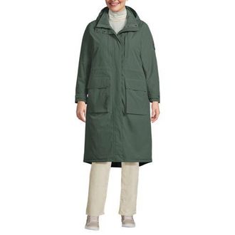 Lands End Wasserdichter Isolierter Stadion-Kapuzenmantel Squall, Damen, Gr&ouml;&szlig;e:56-58 plus, Gr&uuml;n, Nylon, by Lands End