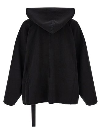 Rick Owens Oversized Caftan V-Neck Hoodie - Black