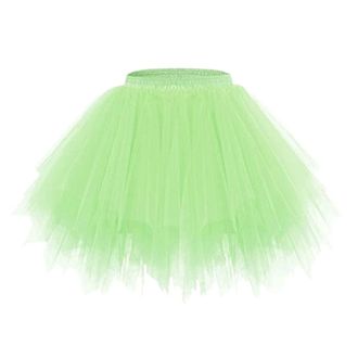 Minetom Damen Karneval Kost&uuml;m T&uuml;llrock 50Er T&uuml;t&uuml; Rock Kurz Ballett Unterrock Crinoline Petticoat Tutu Cosplay Prom Rockabilly Minirock A Gr&uuml;n 02 Einheitsgr&ouml;&szlig;e