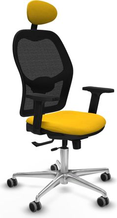 Piqueras y Crespo B&uuml;rostuhl, ideal f&uuml;r die Arbeit mit 2D-Armen, h&ouml;henverstellbare Lendenwirbelst&uuml;tze und festes Kopfteil, ausgestattet mit Syncro/Traslack. Schwarz/Gelb