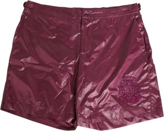 Dolce & Gabbana Homme, Maillots de bain, Rouge, Taille: M Shorts de Bain Bordeaux avec Logo et Blason en Relief