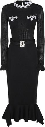 Self Portrait Knielanges Kleid - Schwarz