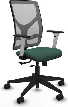 Piqueras y Crespo B&uuml;rostuhl, Gr&uuml;n mit wei&szlig;en und schwarzen Armlehnen, h&ouml;henverstellbare Lendenwirbelst&uuml;tze, ausgestattet mit Syncro/Traslack und Schneideschaum, Grau/Fl