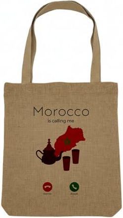 Fabulous Sac Shopping Tote Bag Aspect Lin - Morocco Is Callling Me Flag Tea Culture - Sac de Courses Toile Epaisse 360g Beige Naturel Cabas Port&eacute; Epaule Solide