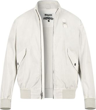 Blauer Herren Blouson grau Baumwolle unifarben