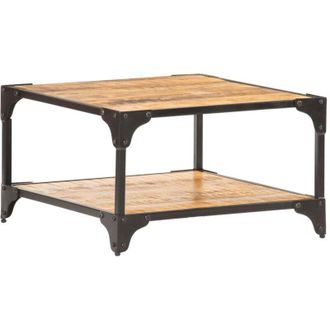 vidaXL Vidaxl - Table basse fixe 60x60x35 cm en bois de manguier brut - Finition naturelle - &Eacute;tageres de rangement pour articles essentiels
