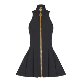 Balmain Femme, Robes, Noir, Taille: 36 FR Courte robe dos nu en grain de poudre de laine