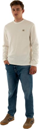 Calvin Klein Herren Langarmshirt Waffle Badge Tee mit Rundhalsausschnitt, Beige (Tofu), XS