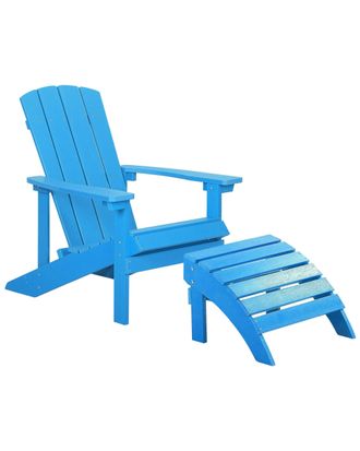 Beliani Moderner Muskoka Gartenstuhl Kunstholz Blau mit Hocker Armlehnen Adirondack