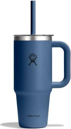 Hydro Flask Travel Tumbler 710 ml (24 oz) Mit klarem Press-In-Strohhalmdeckel - Edelstahl - Doppelwand-Vakuumisolierung - Spritzfest - Harbor Blue
