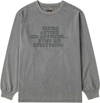 Evisu Homme, Sweatshirts et sweats &agrave; capuche, Gris, Taille: XL Ej Fire Daicock LS Tee