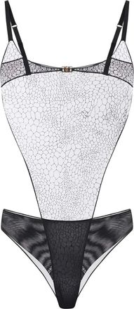 Elisabetta Franchi body en tulle à imprimé peau de serpent - Noir
