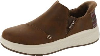Skechers Chaussures à enfiler mains libres pour femme : Bobs Skip Cute Wave-Stay Snug Sneaker, marron, 35 EU