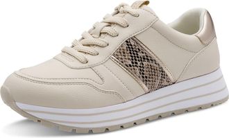 Tamaris Damen Sneaker flach beige 42