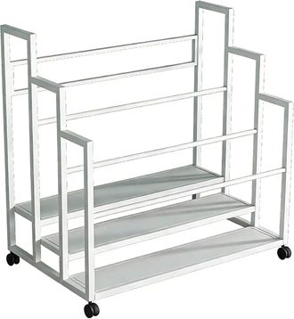 Generic Aufbewahrungsregal for Yogamatten Heimfitnessstudio-Regal mit Rollen Gro&szlig;es Ablagefach for Yogabl&ouml;cke Einfache Montage Platzsparend(White - Triple Lay