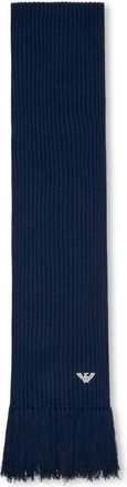 Emporio Armani Homme, Accessoires, Bleu, Taille: ONE Size New York Ribbed Wool-Blend Scarf