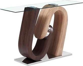 PEGANE Console / Table console en acier argenté et mdf coloris marron - Longueur 120 x Profondeur 40 x Hauteur 76 cm Pegane