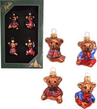 Krebs Glas Lauscha Baumschmuck Teddy Mini-Set - Braun - 5cm - Handgefertigte mundgeblasene Weihnachtsornamente mit niedlichen Teddymotiven f&uuml;r Festliche Dekoration