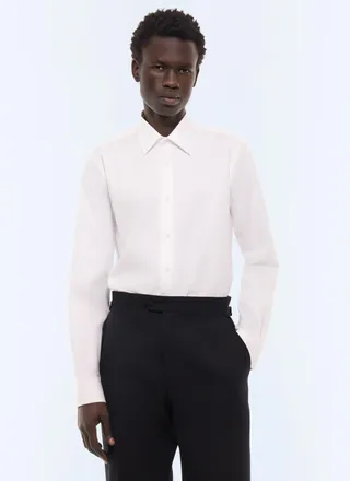 Fursac Chemise col droit en twill de coton - Taille 37 - Homme