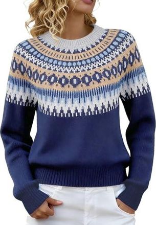 Generic Pull Femme Chic Hiver Chaud Col Rond Sweat Manche Longue Basique Pulls Tricot&eacute; Thermique &Eacute;pais Hiver Chaud Grandes Tailles Pullover Casual D&eacute;contract&eacute;