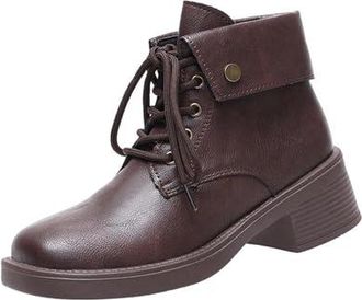 Generic Bottes &agrave; lacets pour femme - Style britannique &eacute;l&eacute;gant et confortable - Style britannique - Style classique - Pour le quotidien, marron, 36.5 EU