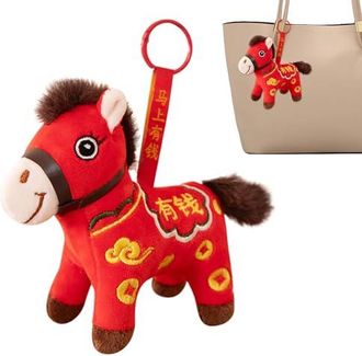 Generico 2026 Nouvel An Chinois Cheval Peluche | Doux Chinois Portable Pendentif Cl&eacute;s | Jouet En Peluche En Forme De Cheval | Pour Les Sacs De Voiture Vitrine 