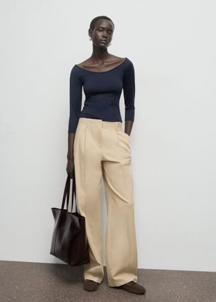 Mango T-shirt manches trois-quarts bleu marine - Femme - XL - MANGO