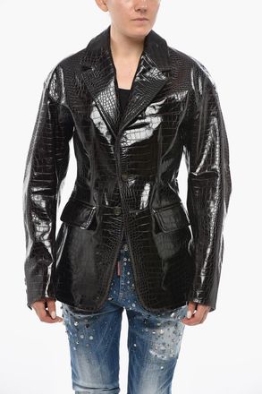 Dsquared2 Lederjacke In Krokodiloptik Dsquared2