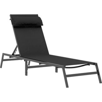 vidaXL Vidaxl - Liegestuhl Schwarz 197 x 54 x 86 cm Stahl und Textilene