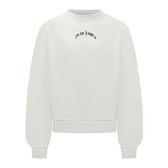 Palm Angels Logo Loose Crew - - Sweatshirts & Hoodies - Herren - Wei&szlig; - S