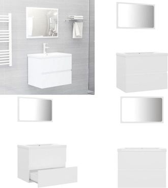 vidaXL Vidaxl - Badmöbel-Set Weiß Holzwerkstoff - Badezimmersatz - Duschwand - Waschbeckenunterschrank - Spiegelschrank - Badezimmermöbel - Home & Living