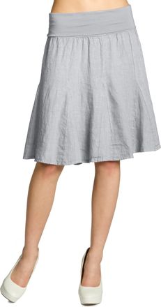 CASPAR Fashion Damen Midi Sommer Leinenrock Knielang Sommerrock mit Stretch Bund - RO014, Farbe:hellgrau, Mode Gr&ouml;&szlig;e:XS-S