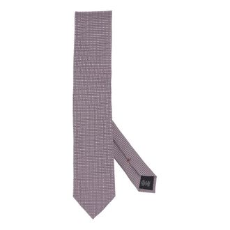 Ermenegildo Zegna Rosa Seidenkrawatte Elegantes Logo-Muster - - Accessories - Herren - Mehrfarbig - ONE SIZE