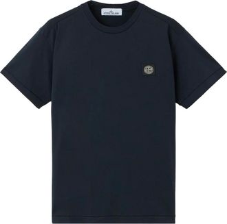Stone Island Homme, Tops, Bleu, Taille: 2XL Cotton T-Shirt