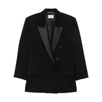 Saint Laurent Zweireihiger Sakko mit Spitzfasson - - Jackets - Damen - Schwarzk - L