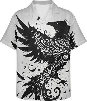 Keephen Viking Chemise Hawaiienne Femmes Hommes Viking Tatouage Impression 3D Chemise &agrave; Boutons Casual &Eacute;t&eacute; Chemisier Col &agrave; Revers Chemises