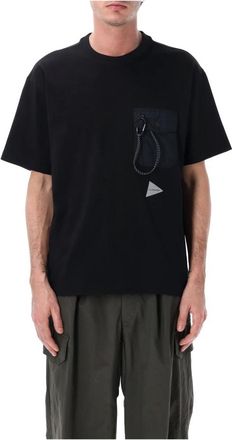 And Wander Homme, Tops, Noir, Taille: L Pocket Tee