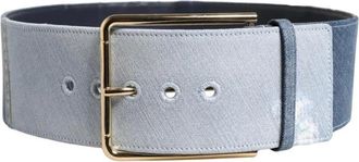 Dolce & Gabbana Femme, Accessoires, Bleu, Taille: ONE Size Two Tone Denim Gold Metal Buckle Belt