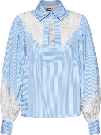 Silvian Heach Femme, Blouses et Chemises, Bleu, Taille: 38 FR Illasi Shirt