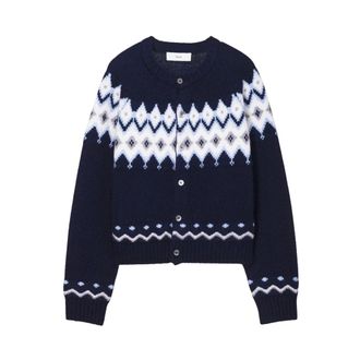 Dunst Gilet en maille Fair Isle - Femme - Pulls - Bleu - Taille: 36 FR