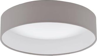 Eglo LED Deckenlampe Palomaro, Deckenleuchte Stoff, Wohnzimmerlampe aus Textil, Kunststoff, Farbe: Taupe, Weiß, Ø: 32 cm