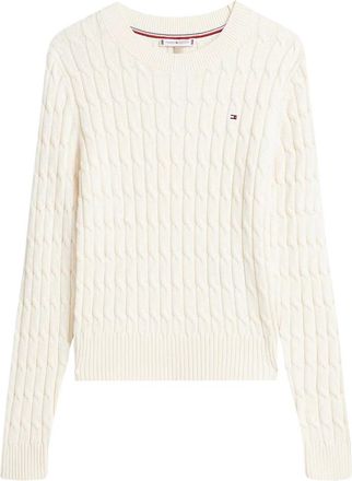 Tommy Hilfiger Femme, Pulls, Blanc, Taille: 42 FR CO Cable Mid GG C-Nk LS SWT