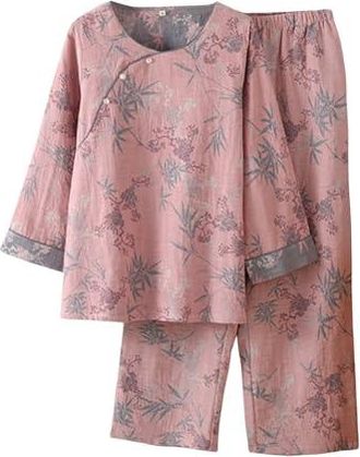 Generic Pyjama japonais pour femme, kimono Hanfu pour femme, pyjama fantaisie vintage avec impression de branches, vêtements de détente poétiques de style chi