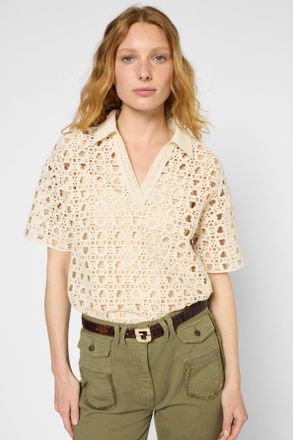 Gerard Darel Polo en crochet &agrave; monogramme - URSEL - Naturel